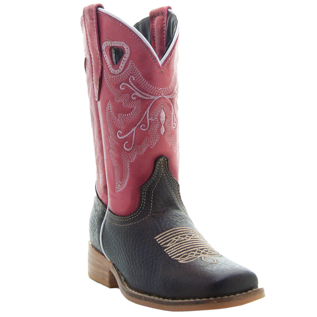 Little Girls' Pink Square Toe Cowgirl Boots | Crocodile Romp (K3005 ...